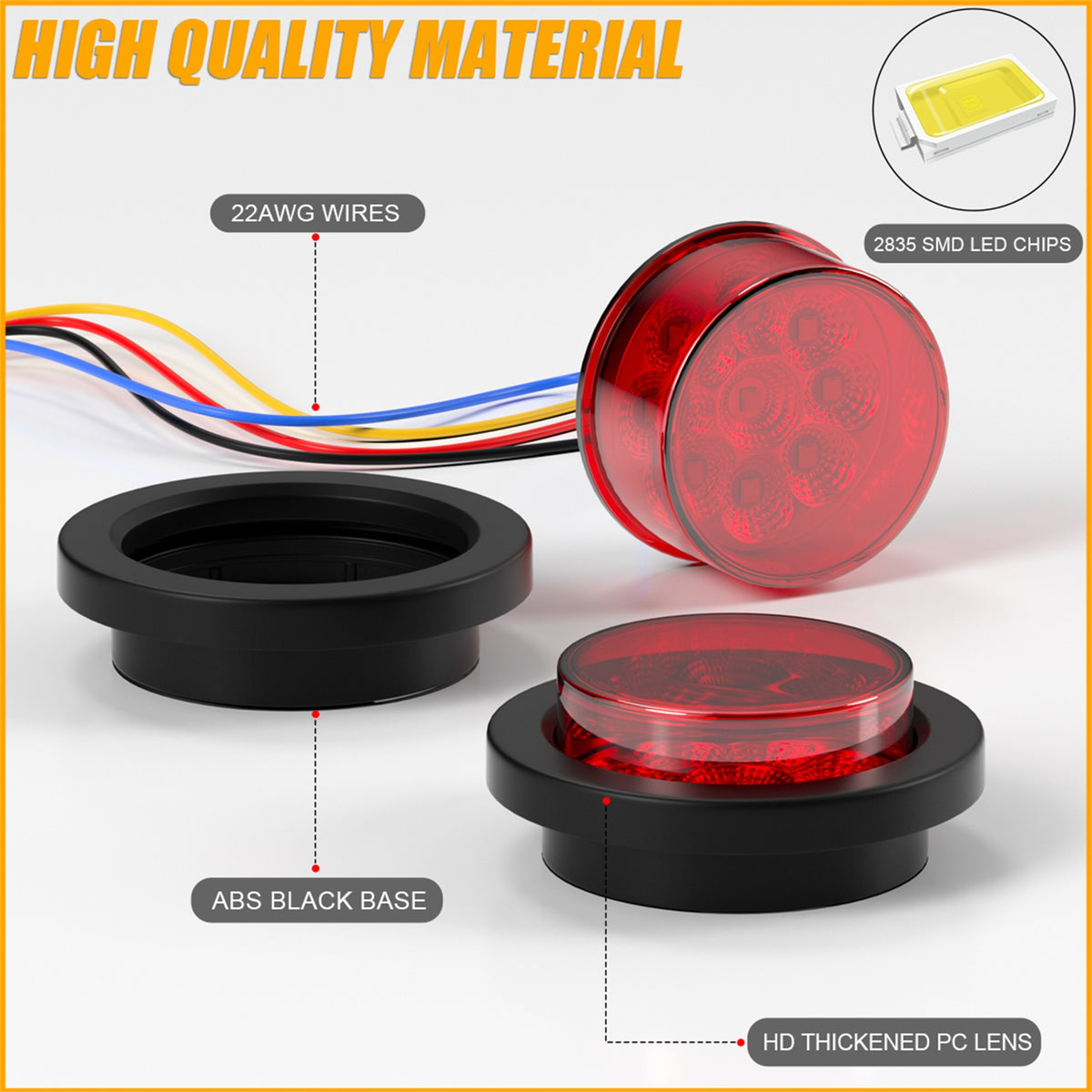 2'' High/Low Light+Strobe Light Trailer Clearance Marker LED Lights ...
