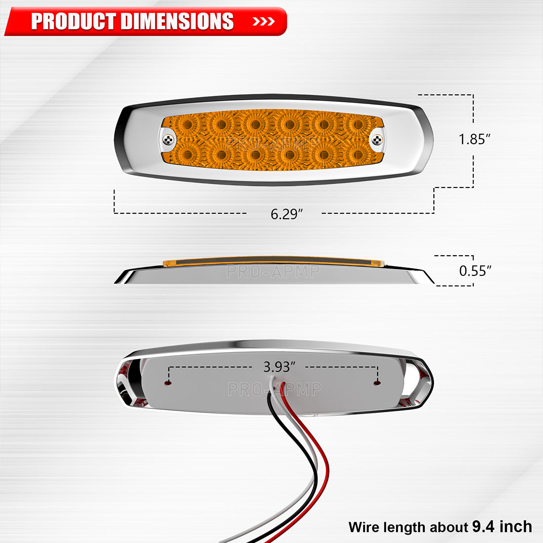 5pcs 6.5Inch Amber Strobe LED Turn Signal Side Marker Lights – PSEQT